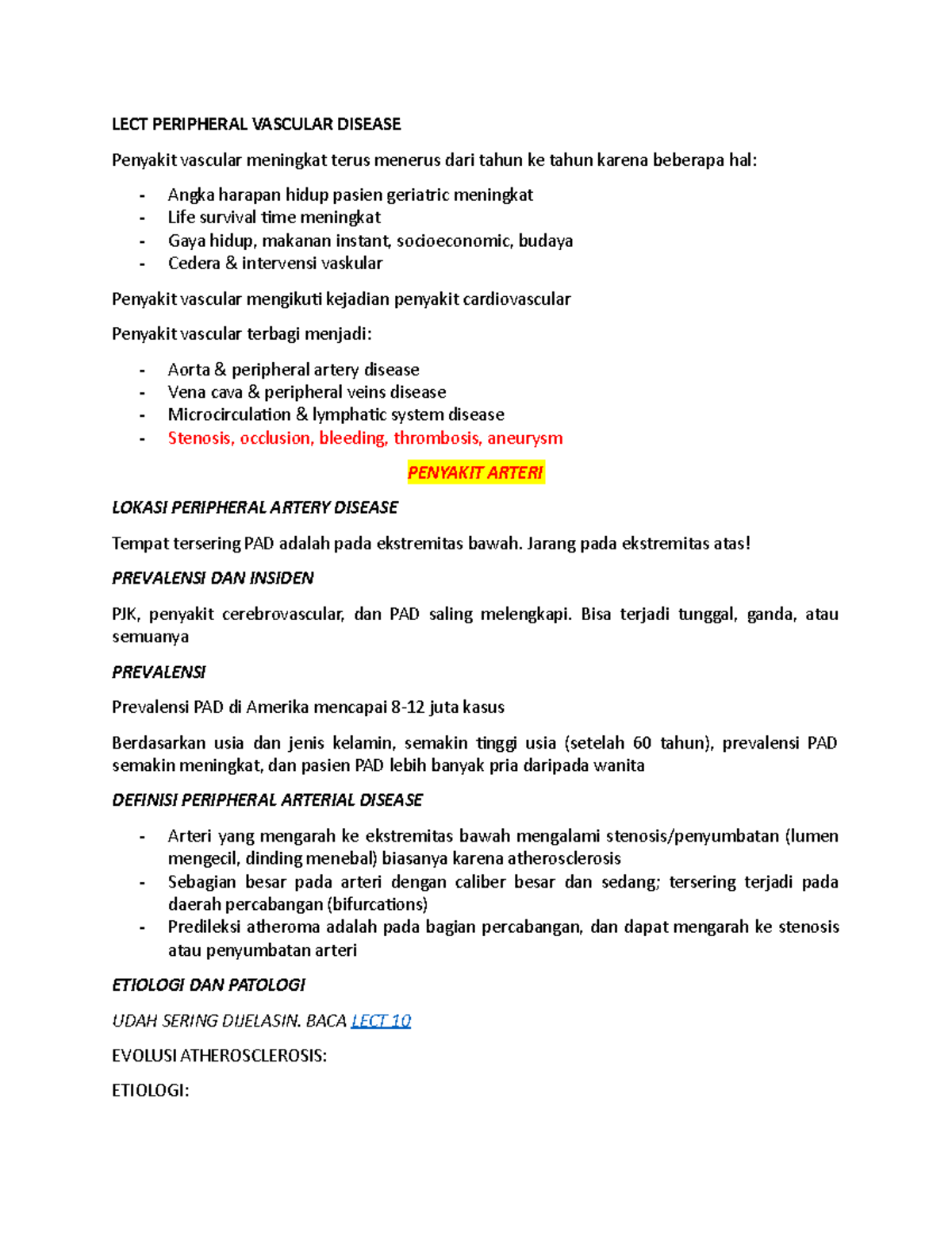 LECT 28 Peripheral Vascular Disease - LECT PERIPHERAL VASCULAR DISEASE Penyakit vascular ...