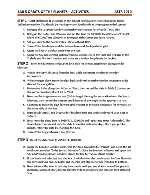 ASTR 1010 LAB 7 Mercury Orbit Report form - LAB 7 MERCURY ORBIT LAB ...