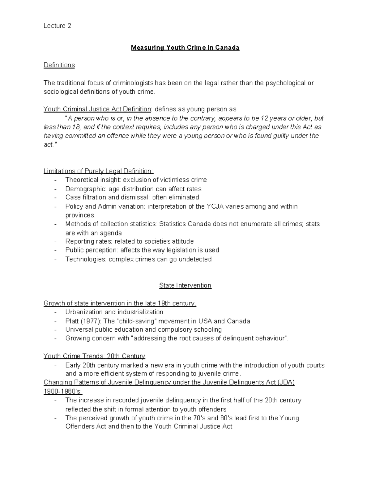 Measuring Youth Crime in Canada- Lecture 2 - Lecture 2 Measuring Youth ...