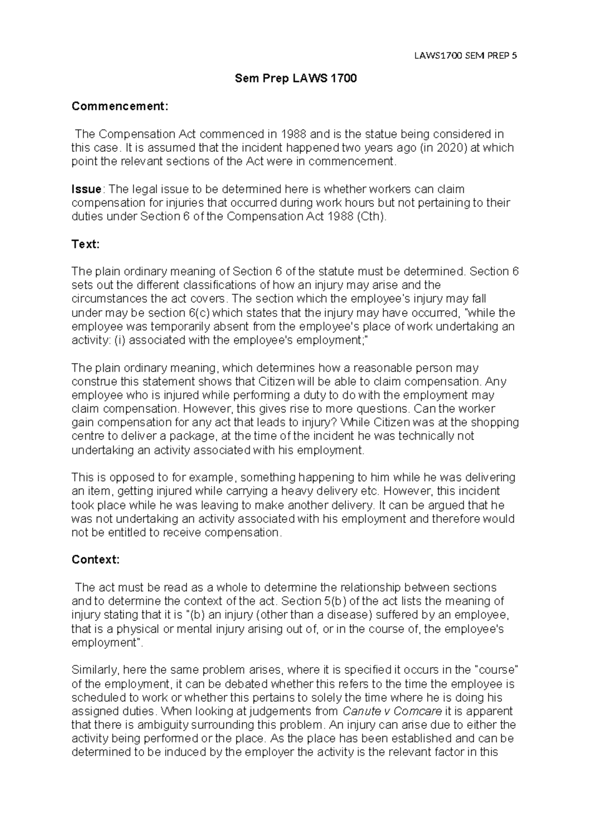 Sem Prep 5 - Foundations - LAWS1700 SEM PREP 5 Sem Prep LAWS 1700 ...