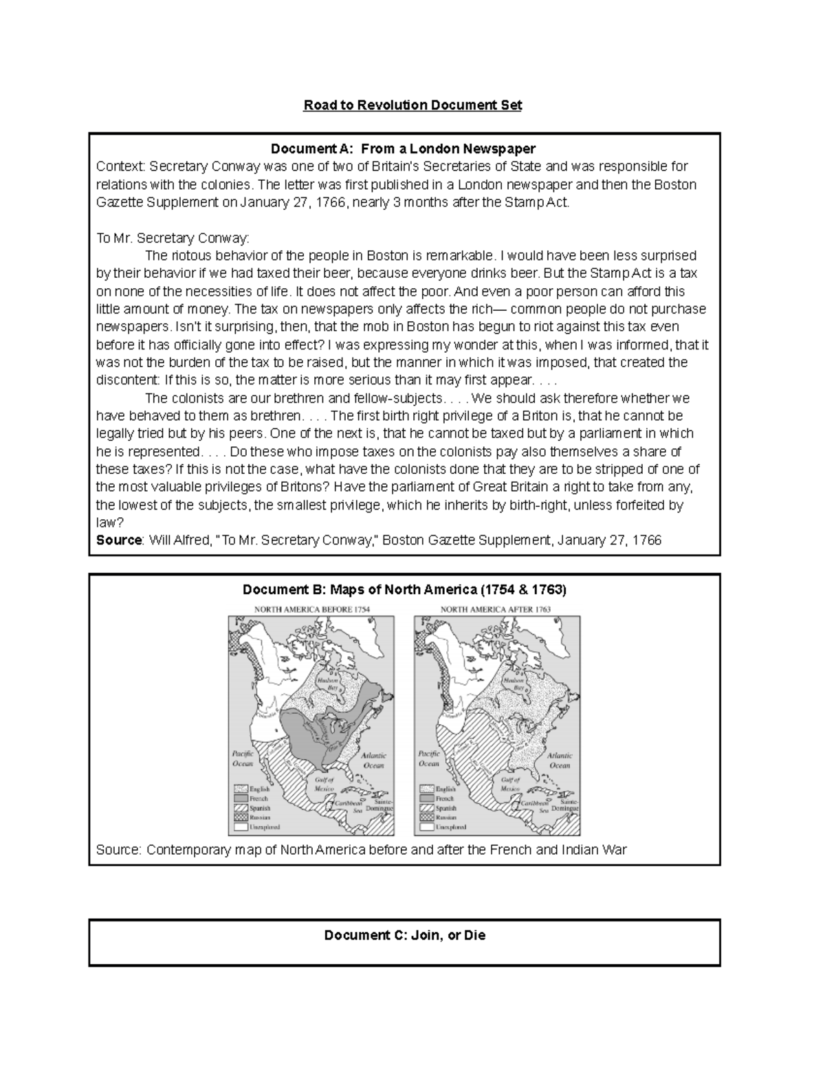 Road to Revolution Document Set - Road to Revolution Document Set ...