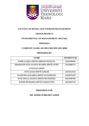 MGT162 Individual Assignment Reflection Journal 202303 - MGT162 ...