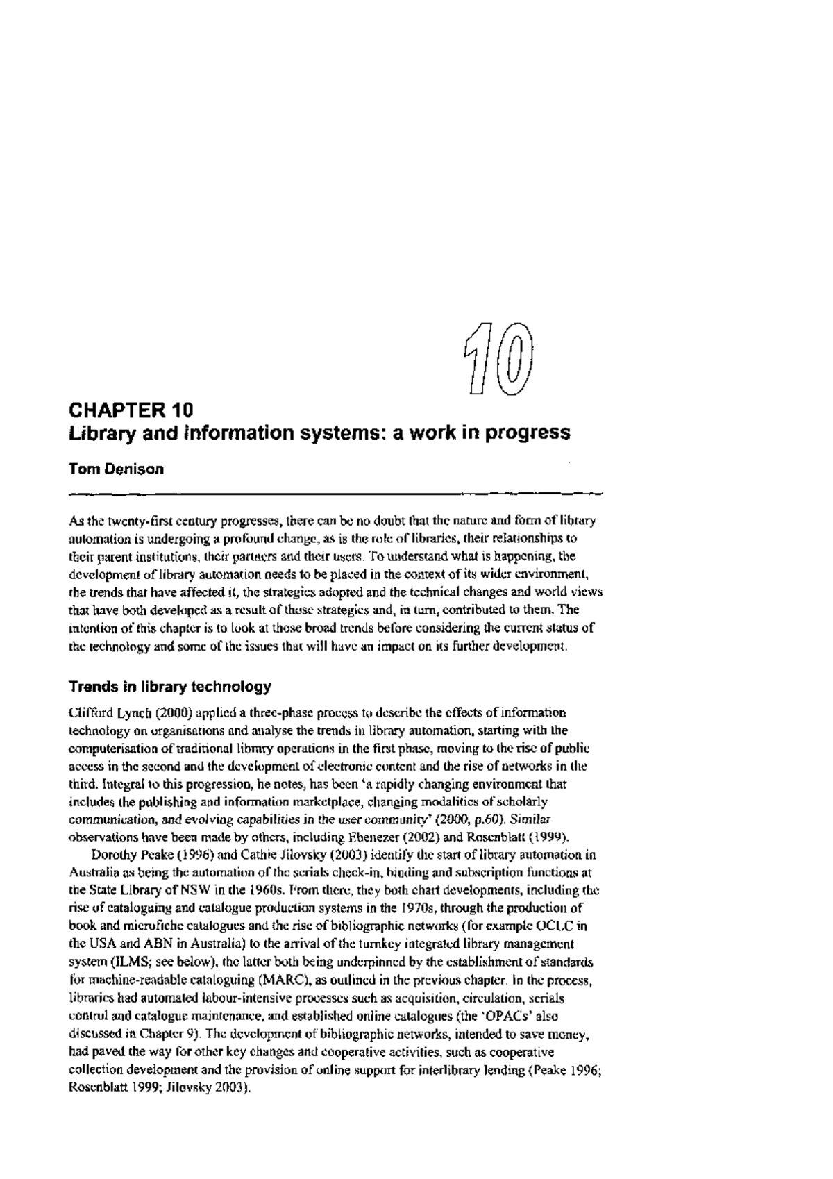 Tom Denison Library and information systems 2007 - CHAPTER 10 Library ...