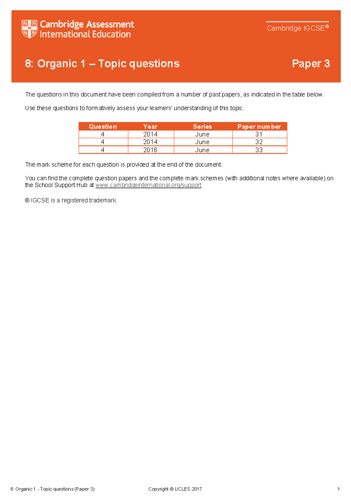 371941 past paper questions - 8: Organic 1 – Topic questions Paper 3 ...
