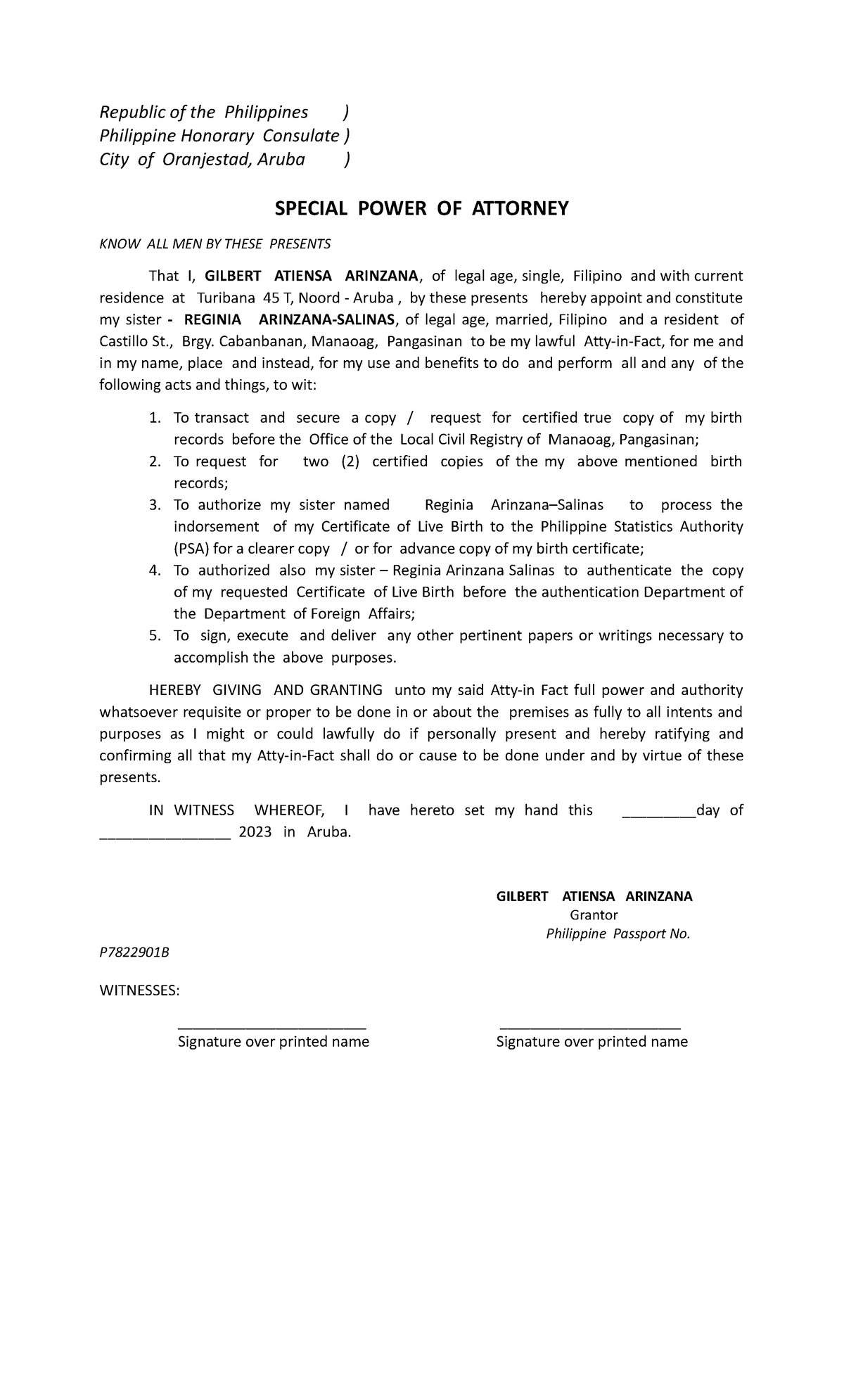 SPA Gilbert Arinzana - hebe djzizbe. djzjz - Republic of the ...