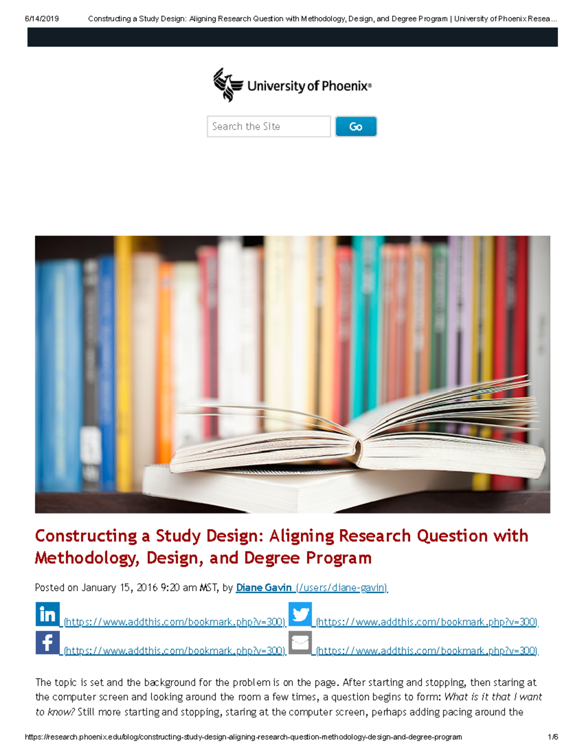 Constructing a Study Design Aligning Research Question with Methodology ...