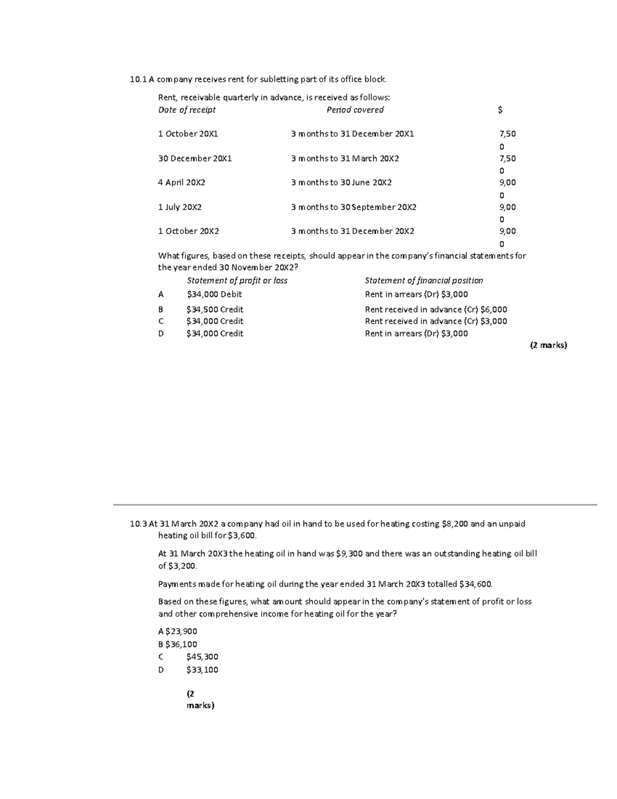Bài tập prepayment accruals - 10 A company receives rent for subletting ...