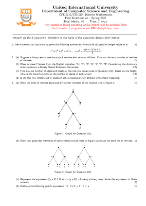 Discrete Mathematics Final Exam Question - Summer 2021 - Studocu