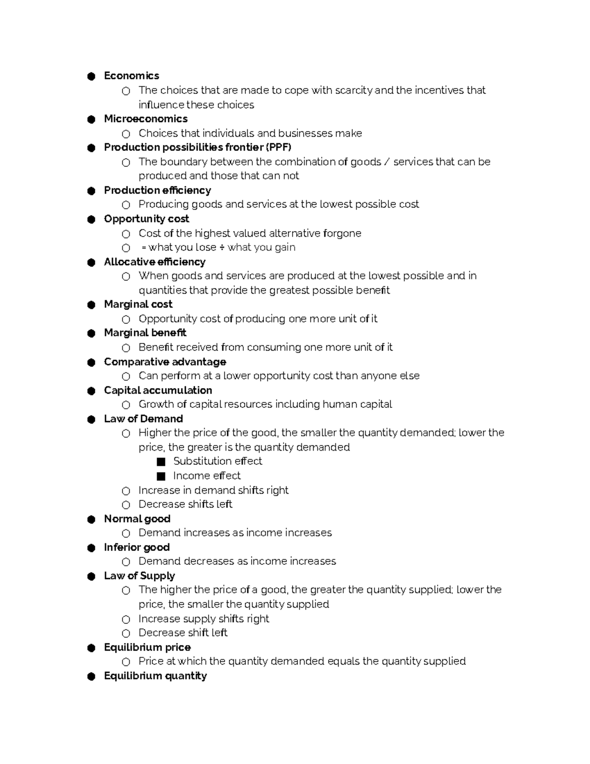 Test 1 Notes - Economics The choices that are made to cope with ...