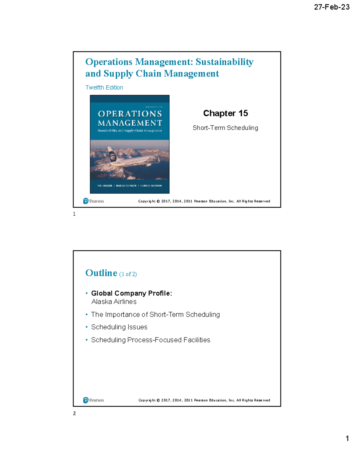 Chapter 15. Scheduling - Operations Management: Sustainability and ...