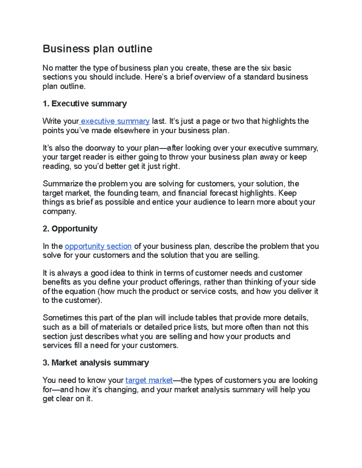 Business PLAN - Business plan outline No matter the type of business ...