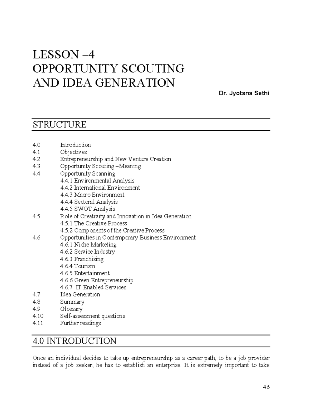 Energy economics - LESSON –4 OPPORTUNITY SCOUTING AND IDEA GENERATION ...