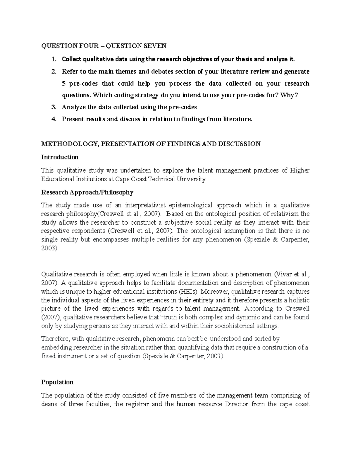 Keren question four to 7 methods and analysis - QUESTION FOUR ...