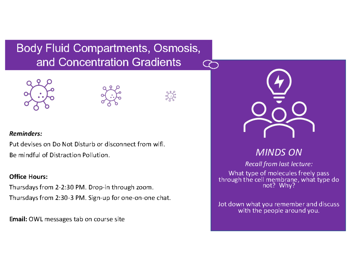 Body compartments - practice - Reminders: Put devises on Do Not Disturb ...