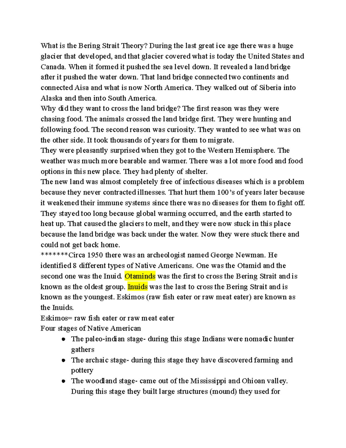 American History 1 part 2 - What is the Bering Strait Theory? During ...