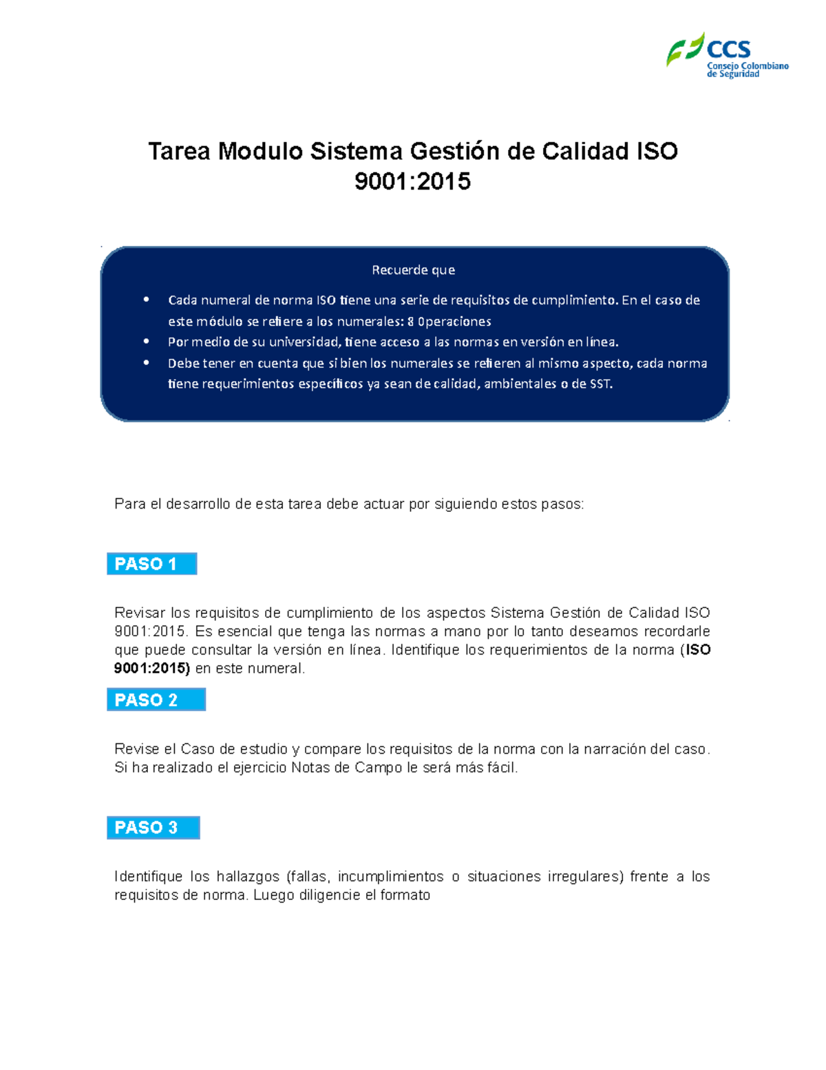 DT 112 2020 Tarea ISO 9001 - Tarea Modulo Sistema Gestión de Calidad ...