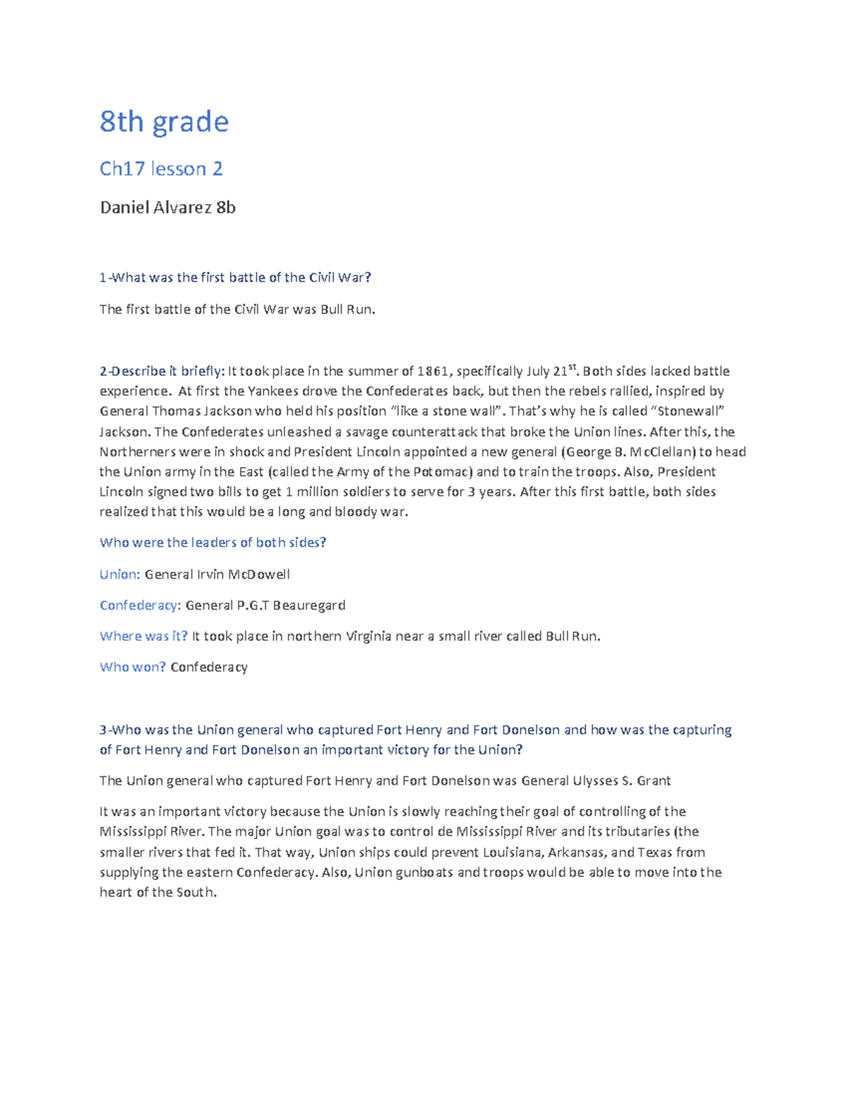 Social Studies Chapter 17 Lesson 2 - 8th grade Ch17 lesson 2 Daniel ...