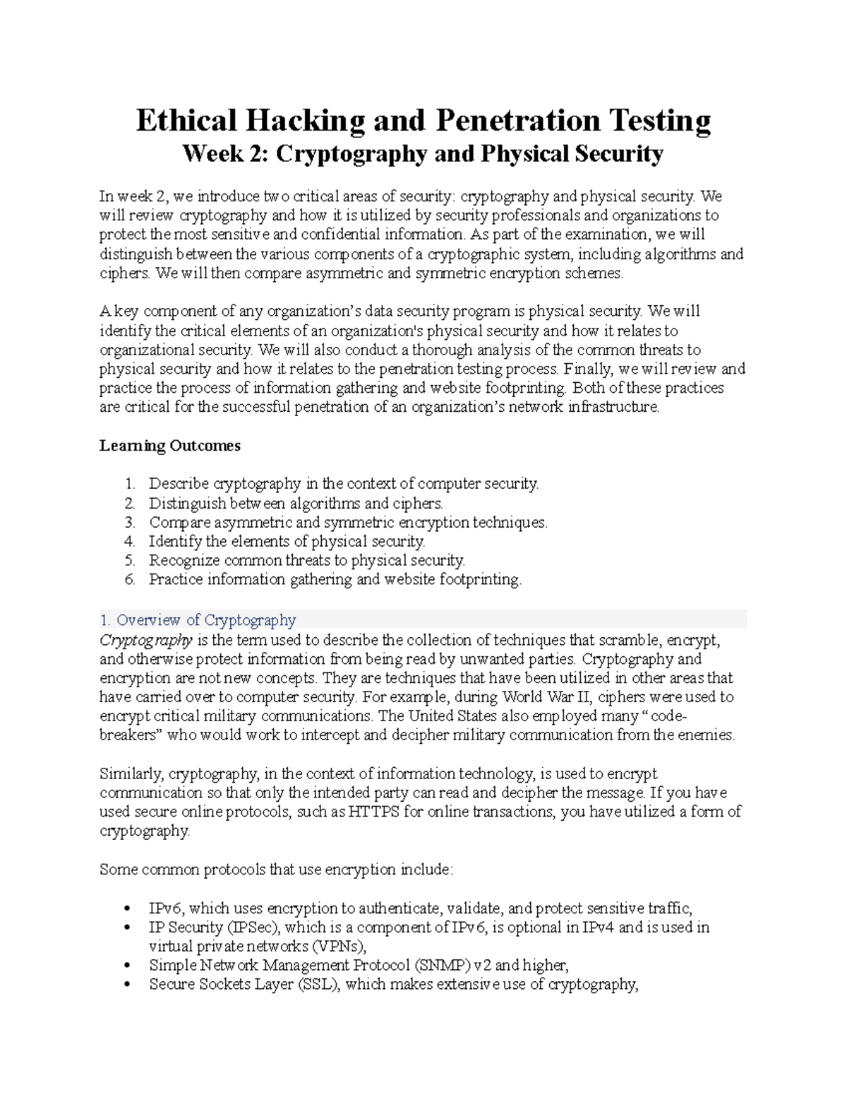 Ethical Hacking and Penetration Testing-Week 2 - We will review ...