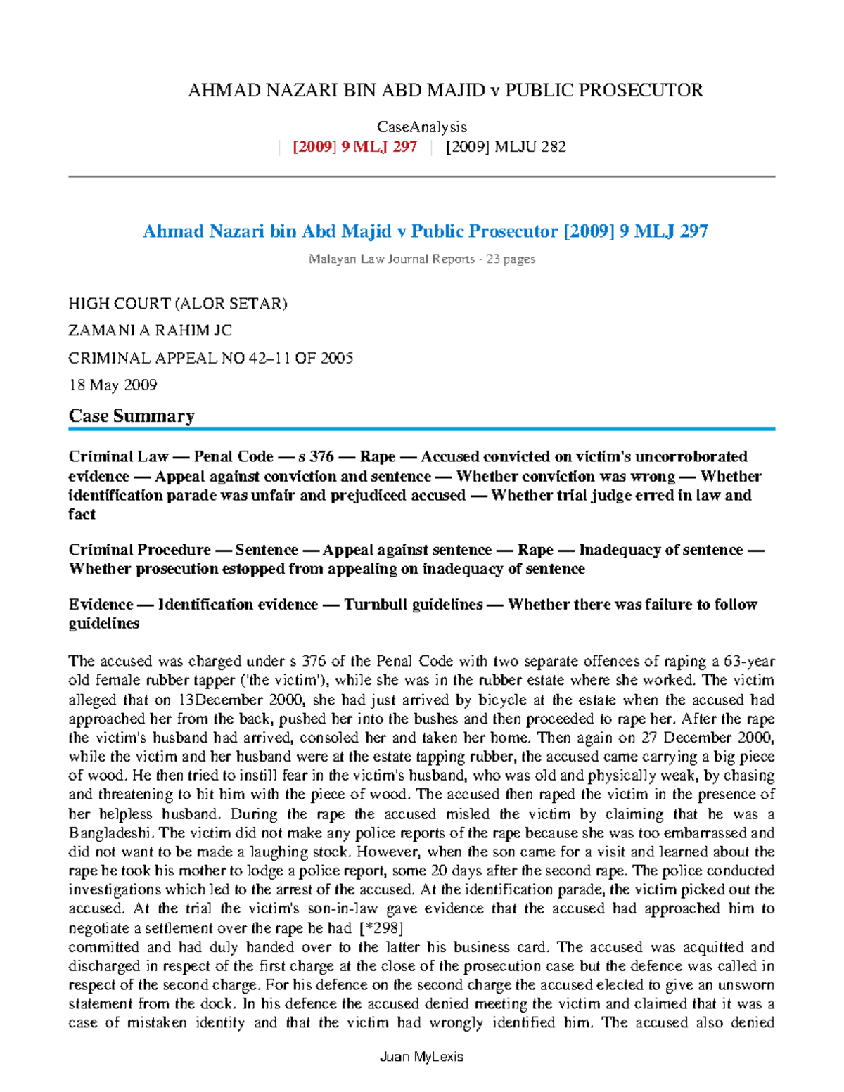Ahmad Nazari bin Abd Majid v Public Prosecutor, [2009 ] - The victim ...
