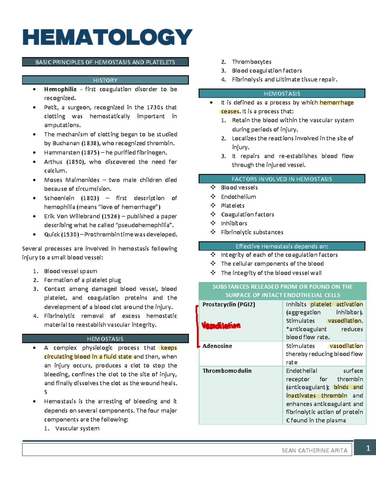 HEMA-2- Transes merged - BASIC PRINCIPLES OF HEMOSTASIS AND PLATELETS ...