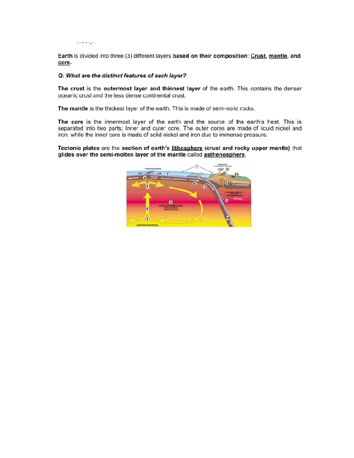 Earths Structure - Summary Science - Earth is divided into three (3 ...