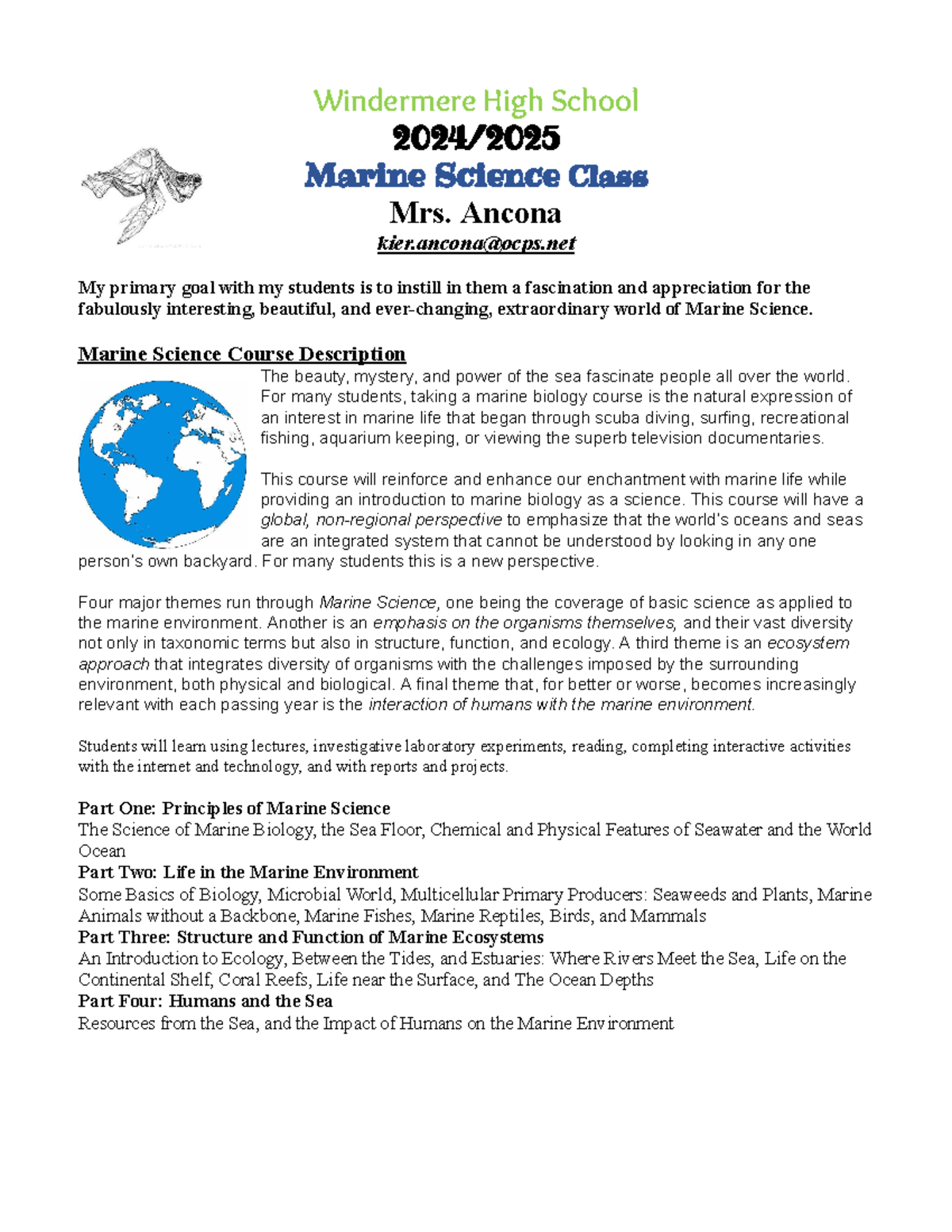 Ancona Marine Biology Syllabus-7-2 - Windermere High School 2024 ...
