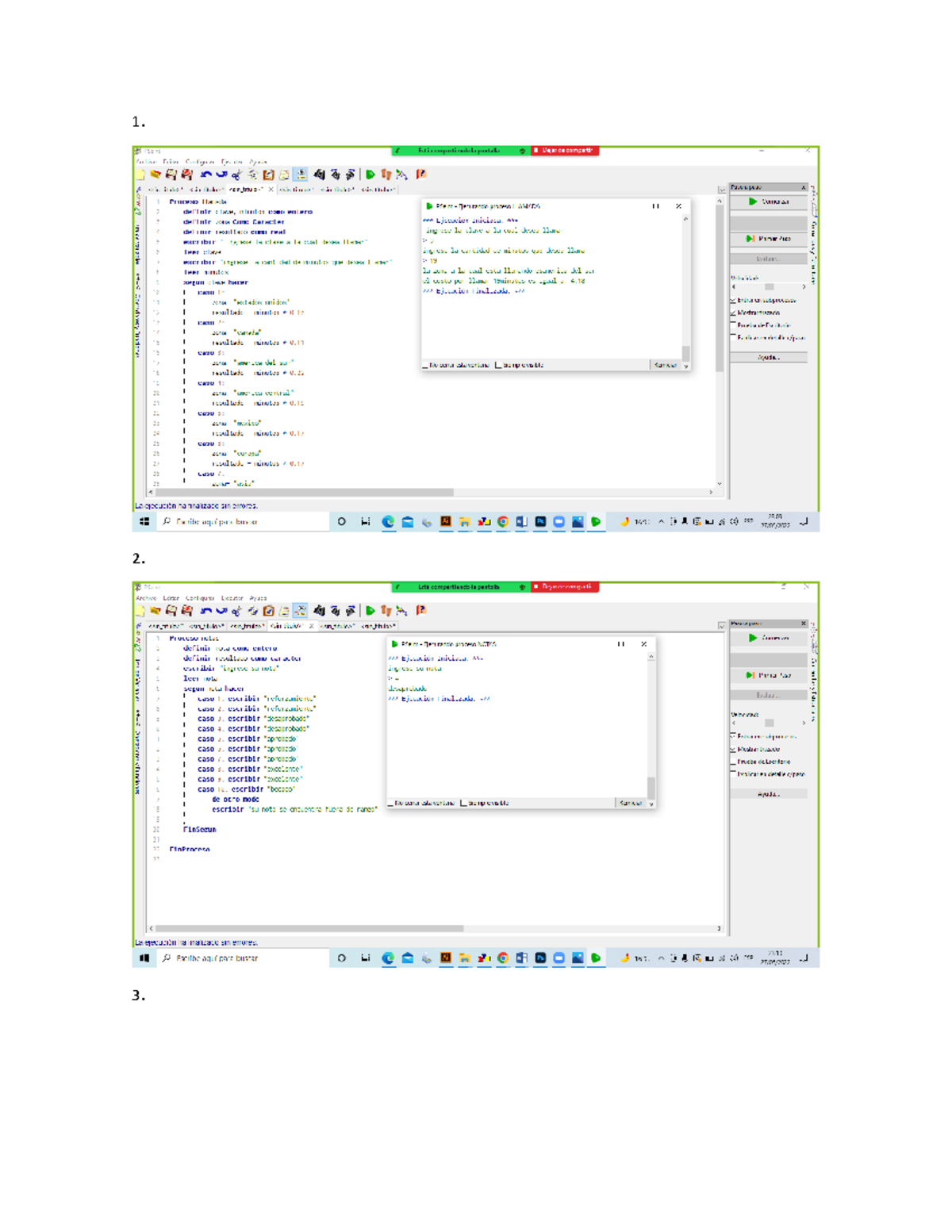 Algoritmos Semana 8 - practica - Taller de programacion - 1. 2. 3 ...