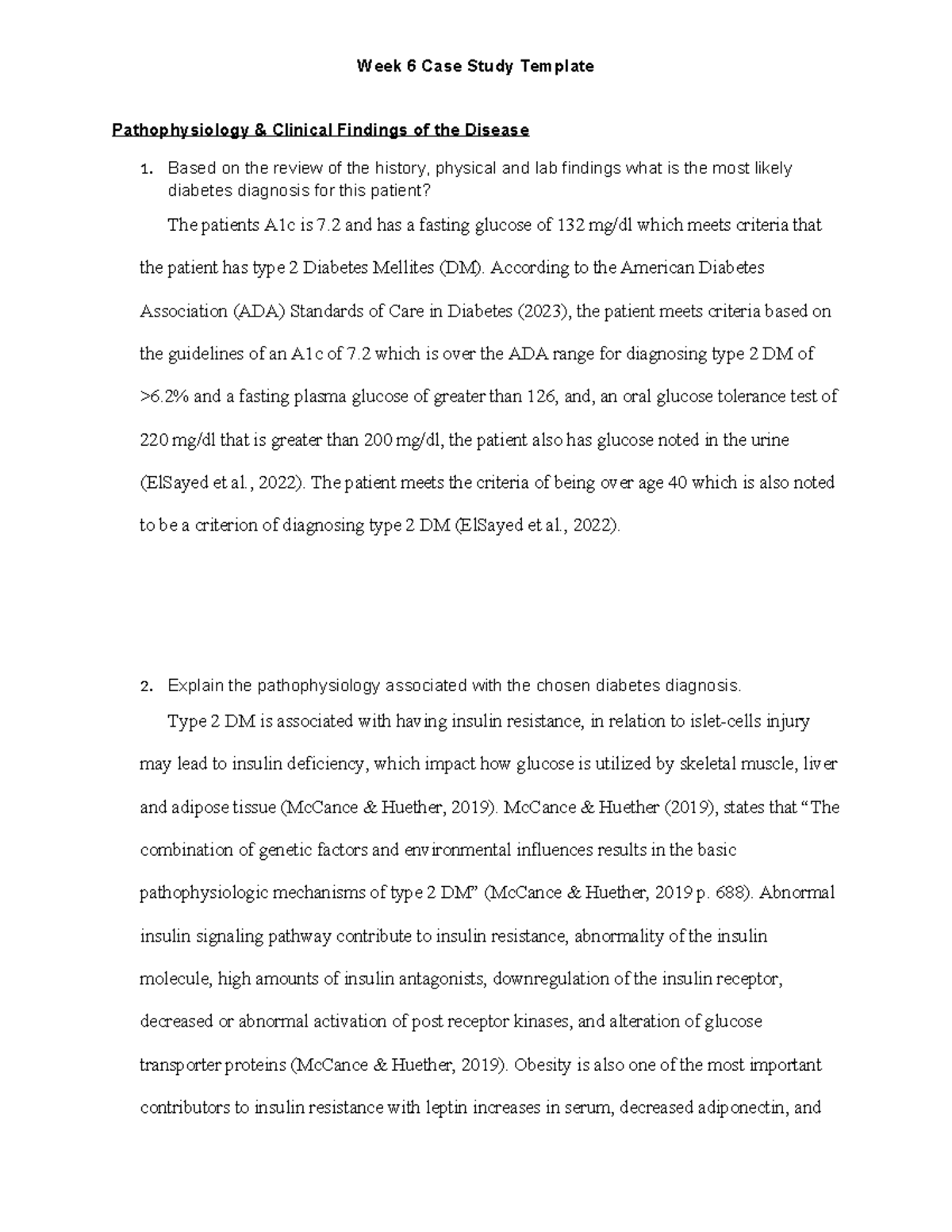 FNP NR507 Week6 Case Study Template - Pathophysiology & Clinical ...