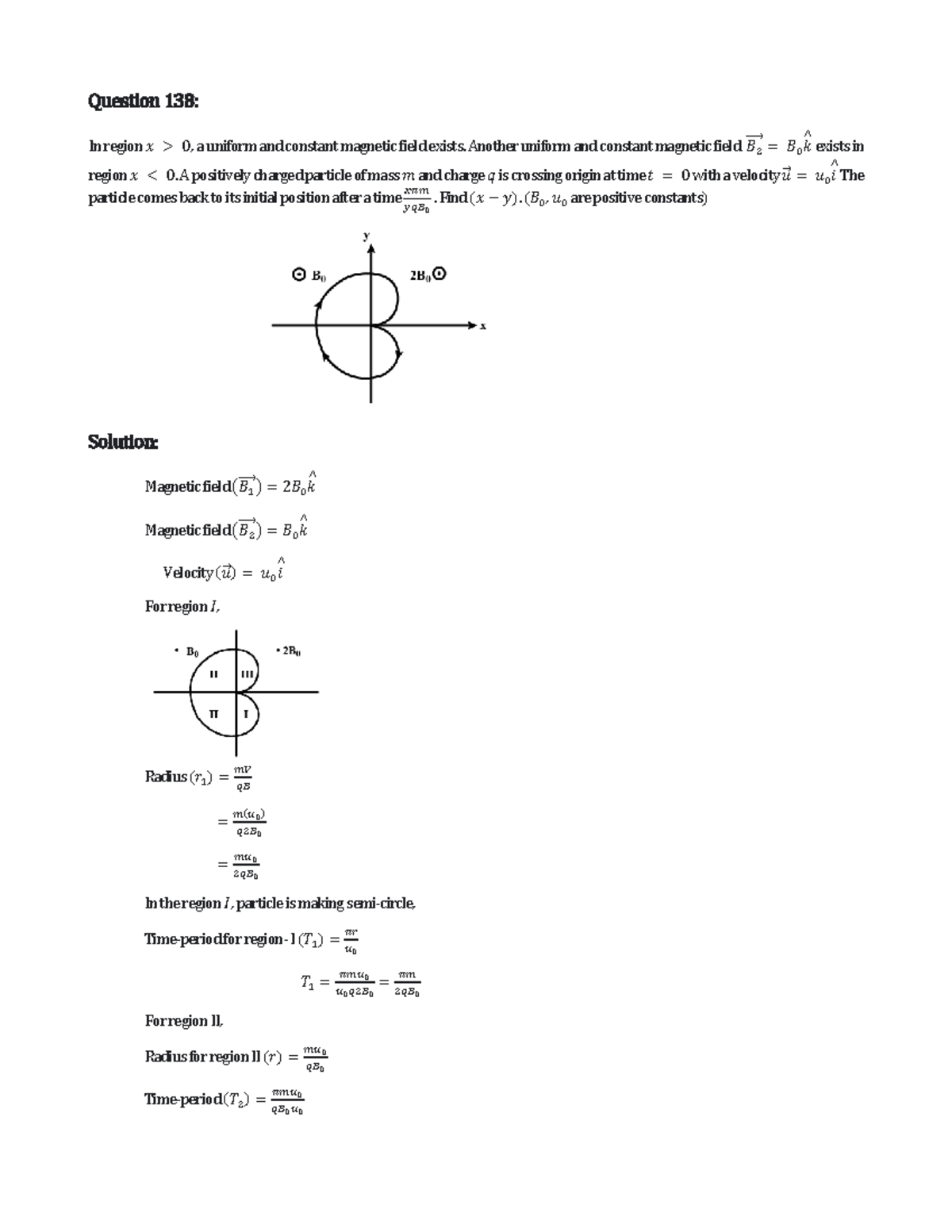 Cengage- magnetic forces remaining -3 - Question 138 : In region ý > 0 ...