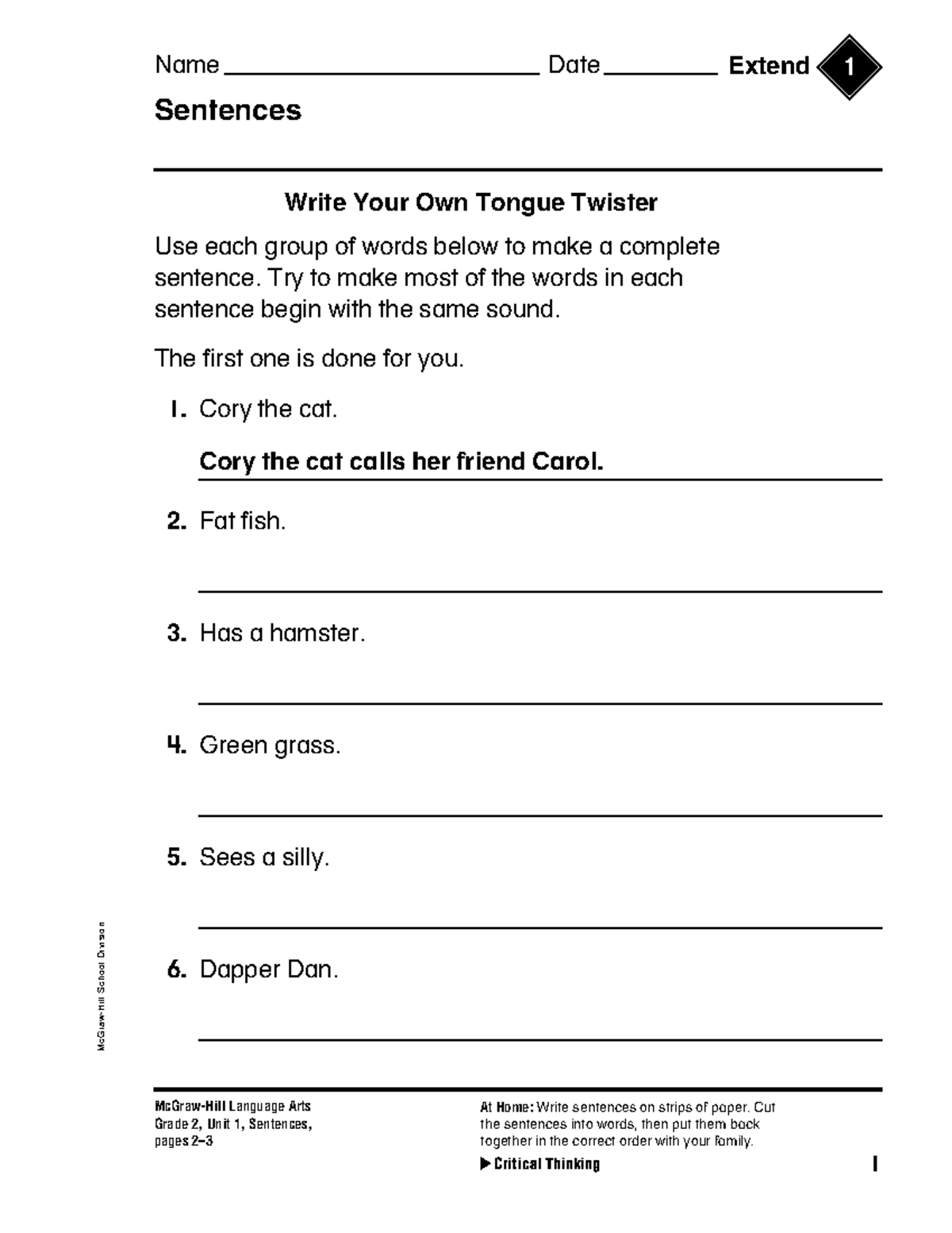 Extend 2 - cdc - Critical Thinking McGraw-Hill School Division ...