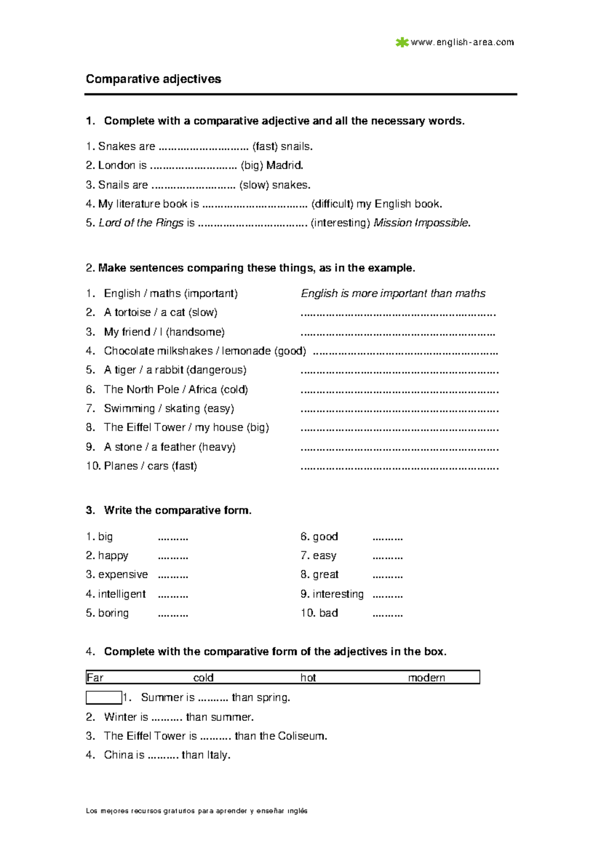 Comparatives in English - english- area Los m ej ores recursos grat uit ...