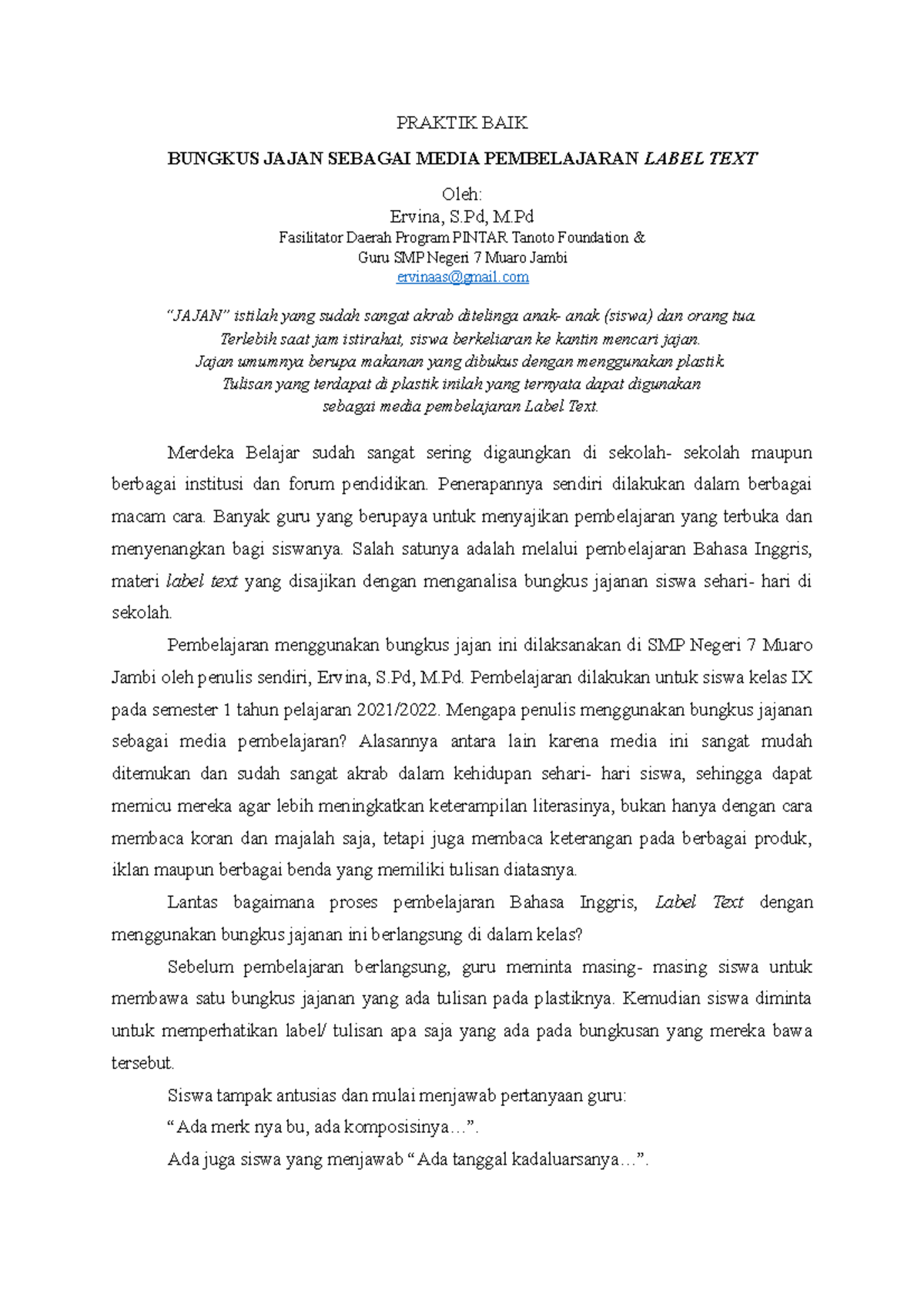 1. OKE PB-Bungkus Jajan Sebagai Media Pembelajaran Label Teks - PRAKTIK ...