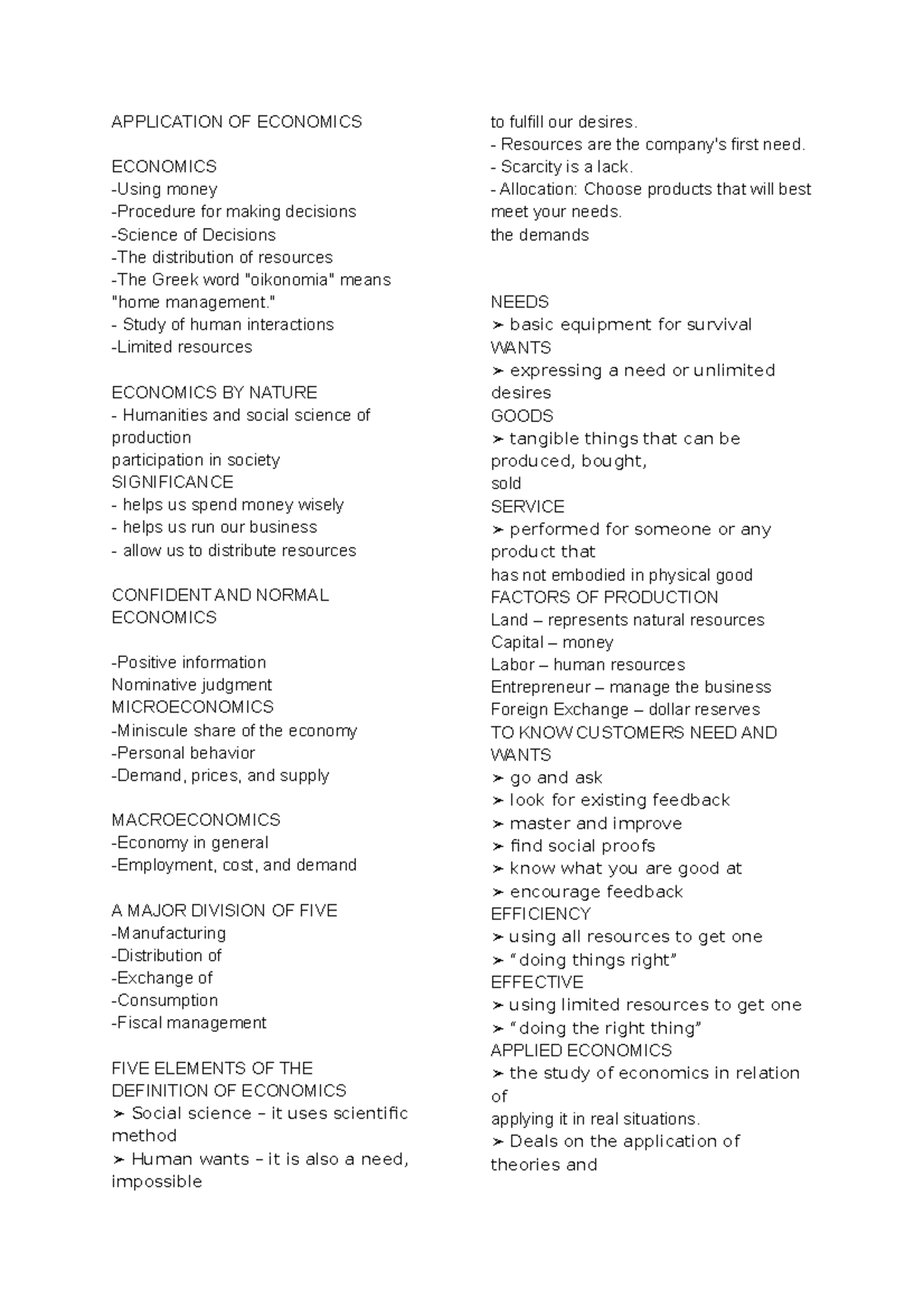 Application OF Economics - APPLICATION OF ECONOMICS ECONOMICS -Using ...