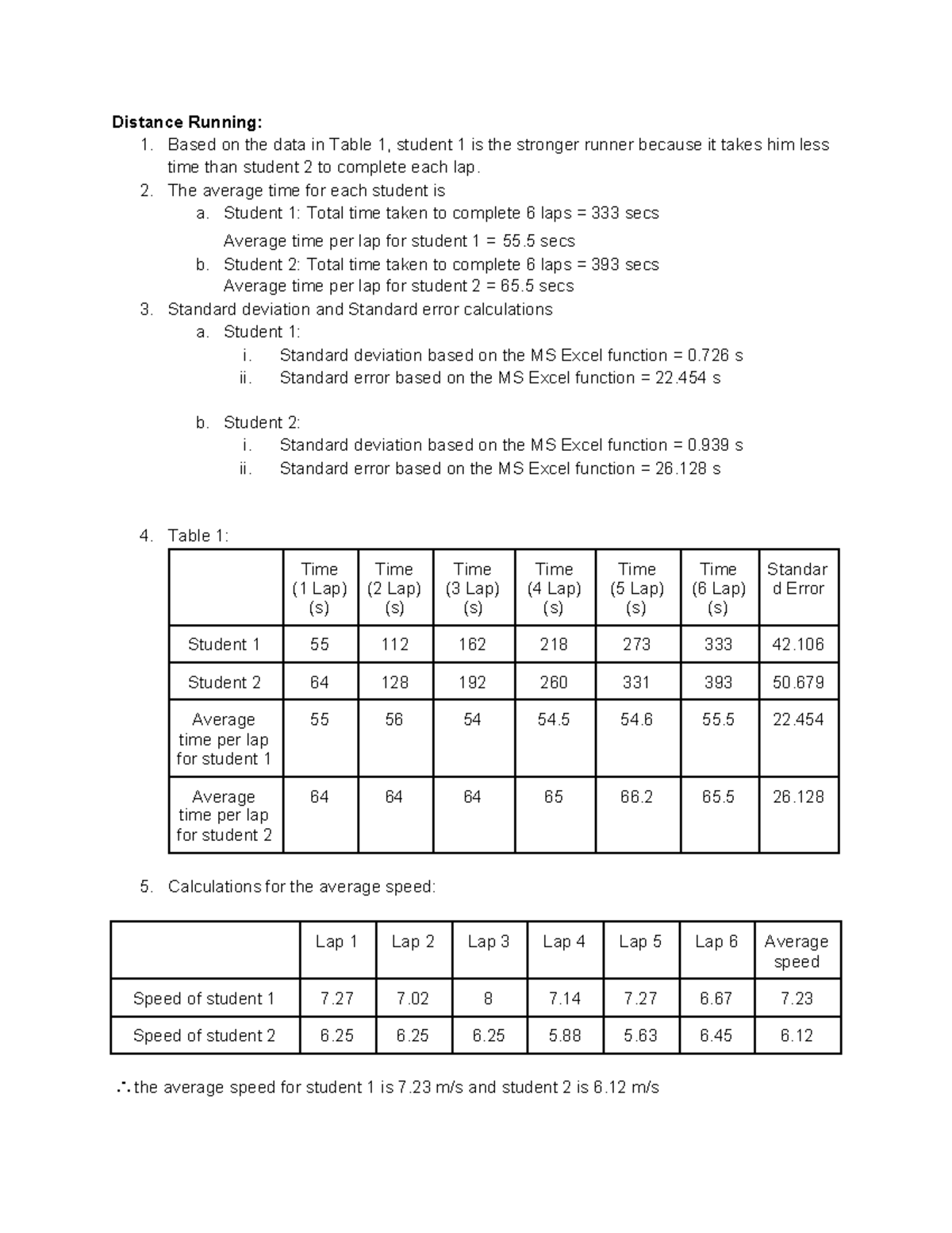 Analysis of measurement and motion; Physics Lab Report - Distance ...