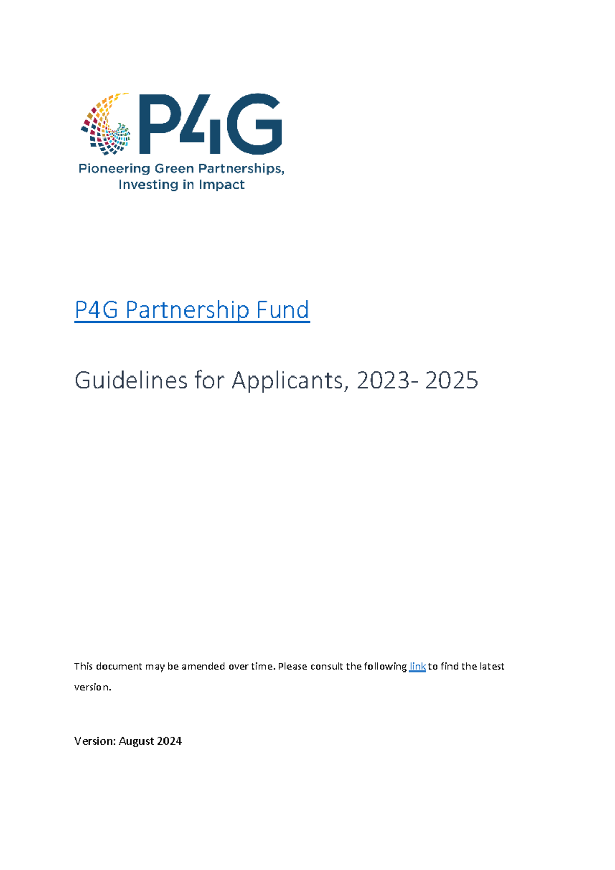 Round 3 P4G Partnership Guidelines 2023-2025 Updated August 2024 - P4G Partnership Fund ...