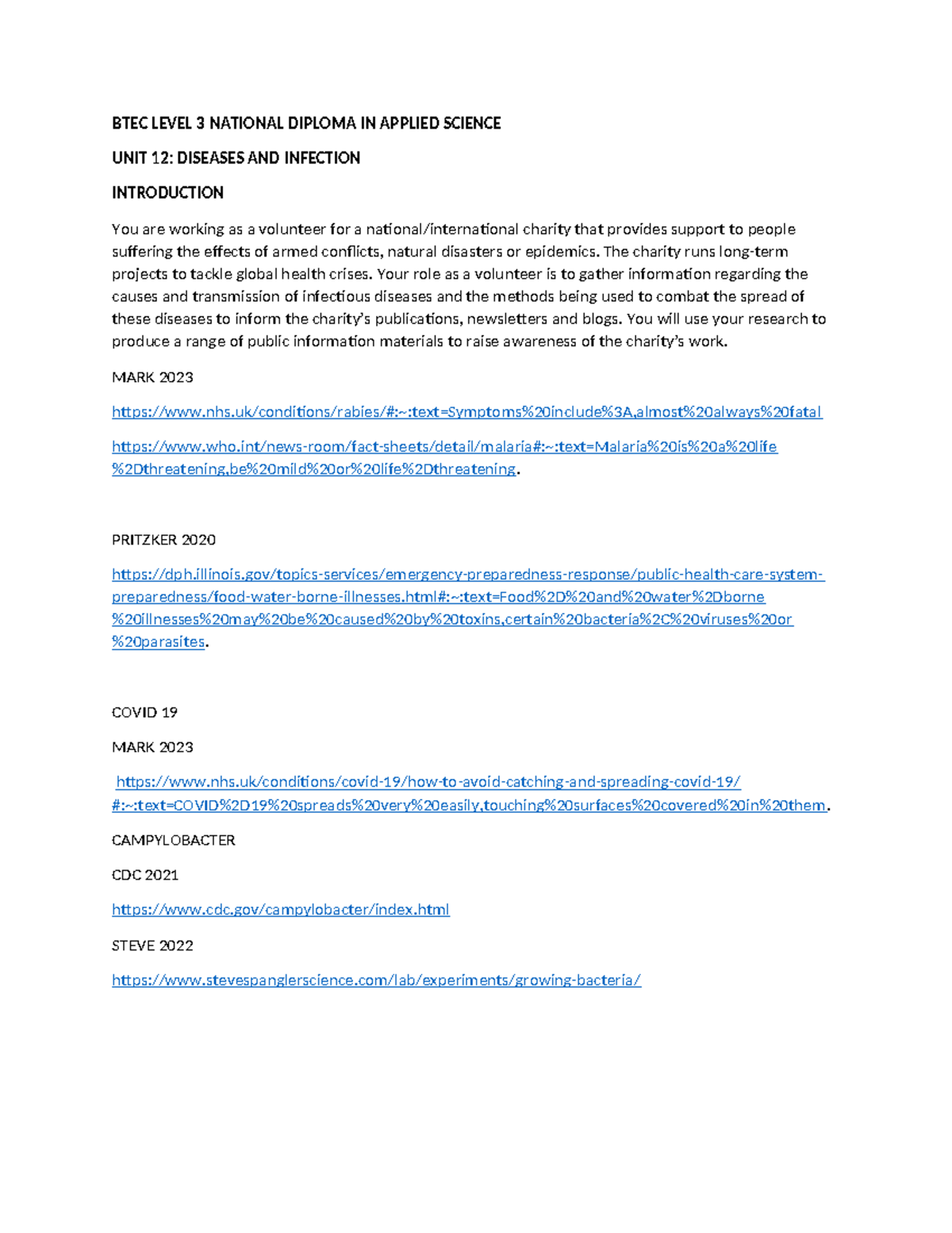 Airborne transmission - COPY1 - BTEC LEVEL 3 NATIONAL DIPLOMA IN ...