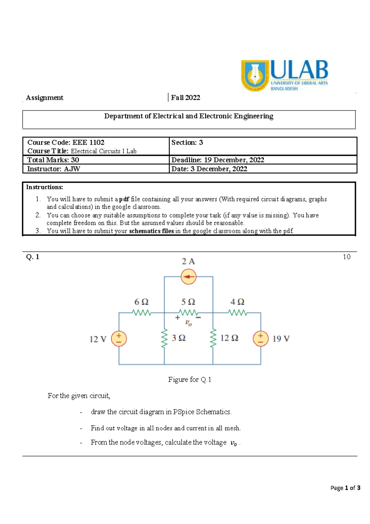 Updated Assignment Fall 2022 EEE 1102 S3 - Assignment Fall 2022 ...