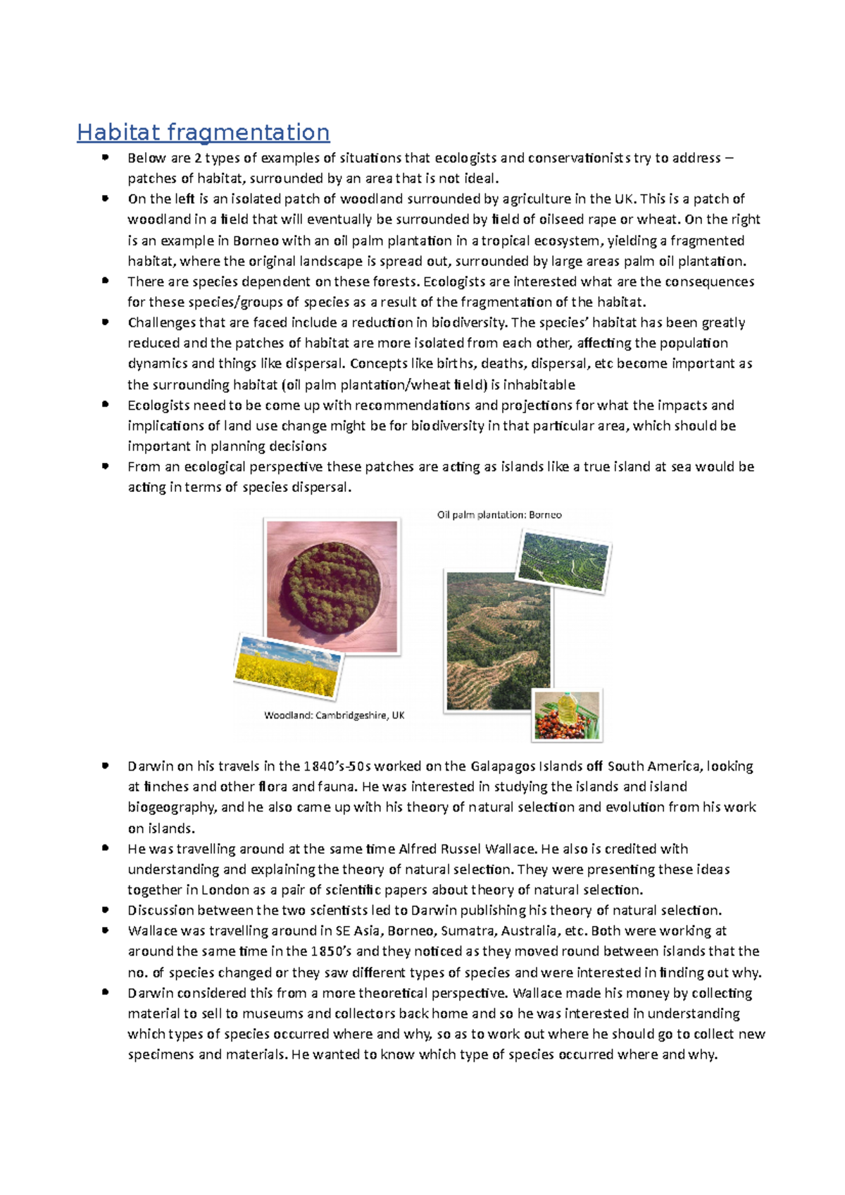 Island biogeography - Lecture notes 26 - Habitat fragmentation Below ...