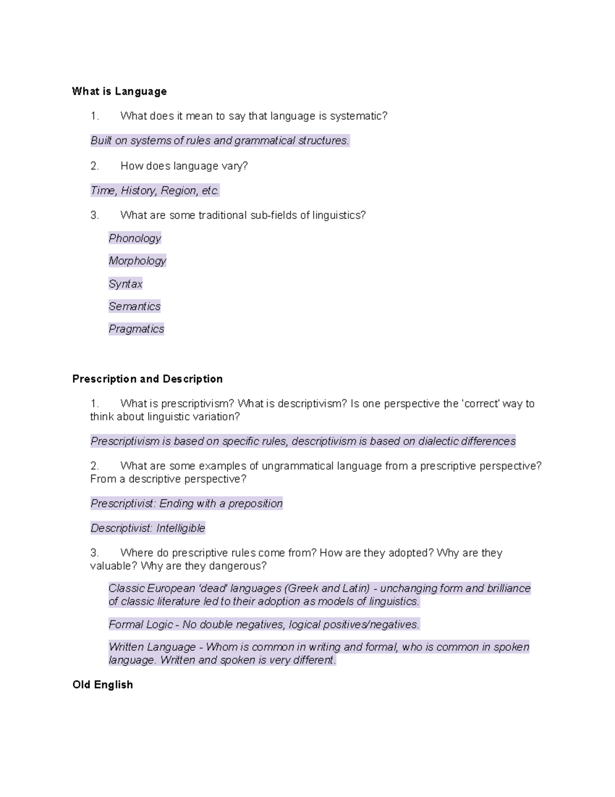 Exam Study Guide Pages 1-4 - :KDW LV /DQJXDJH - Studocu