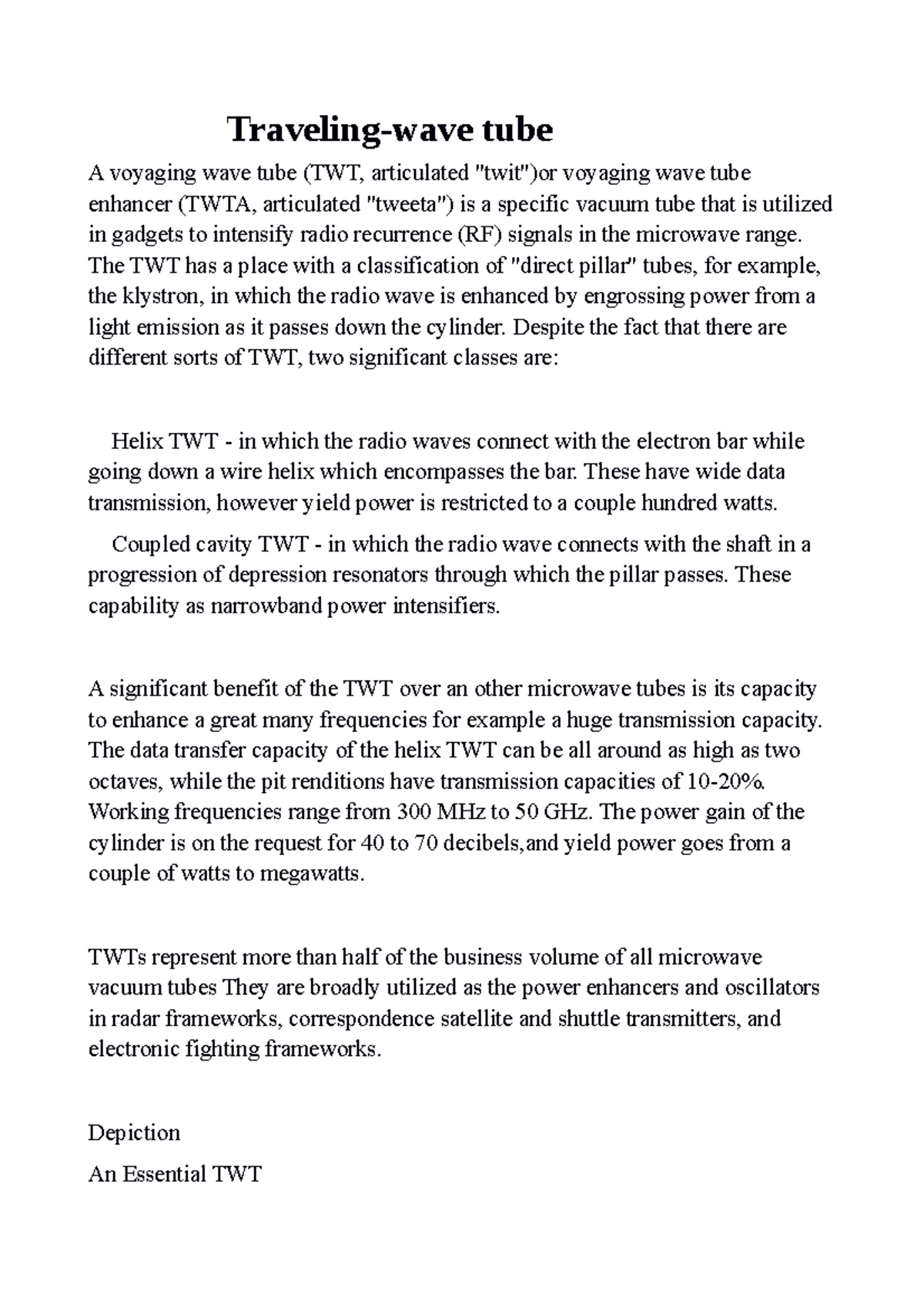 Traveling-wave tube - Shafina - Traveling-wave tube A voyaging wave ...