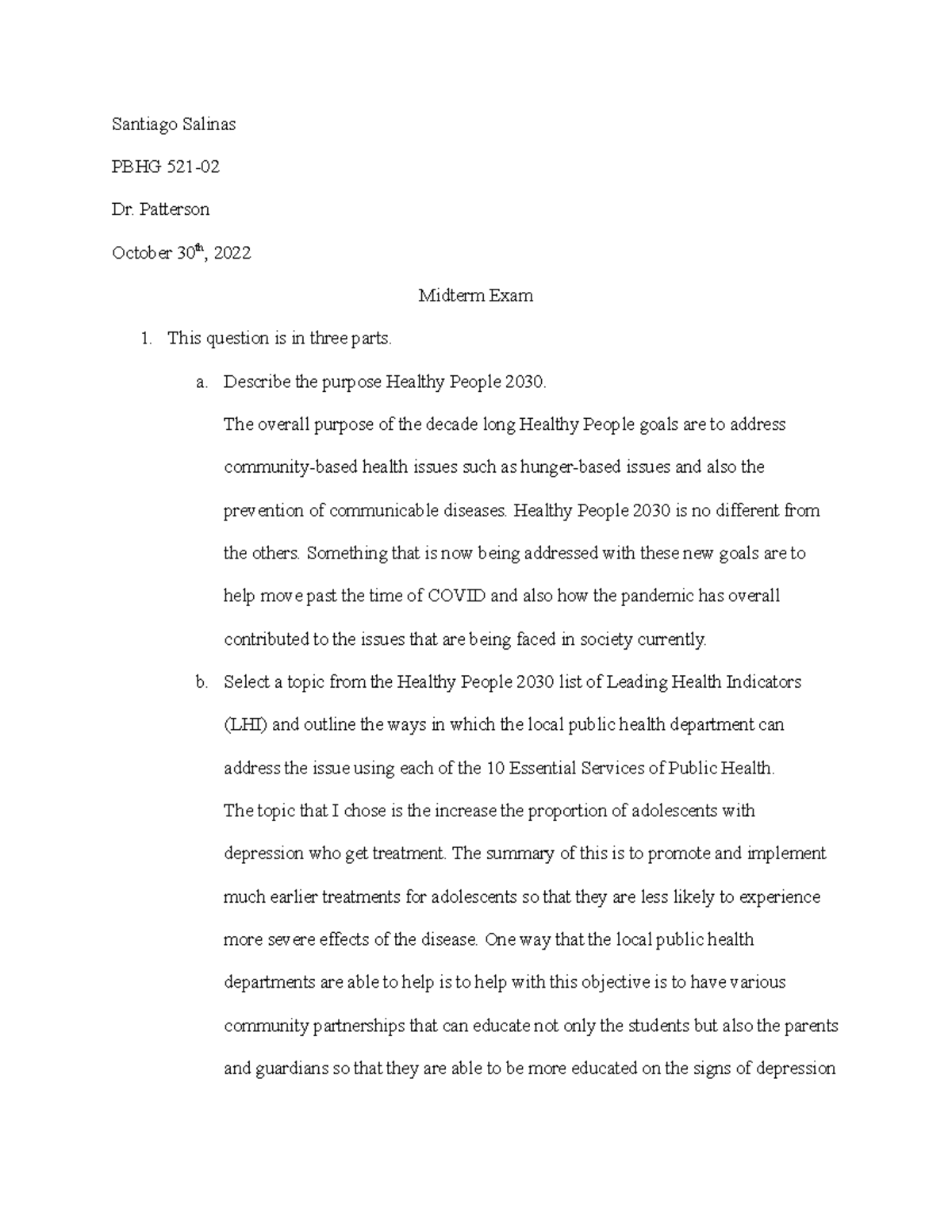 PBHG 521 Midterm Exam - Santiago Salinas PBHG 521- Dr. Patterson ...