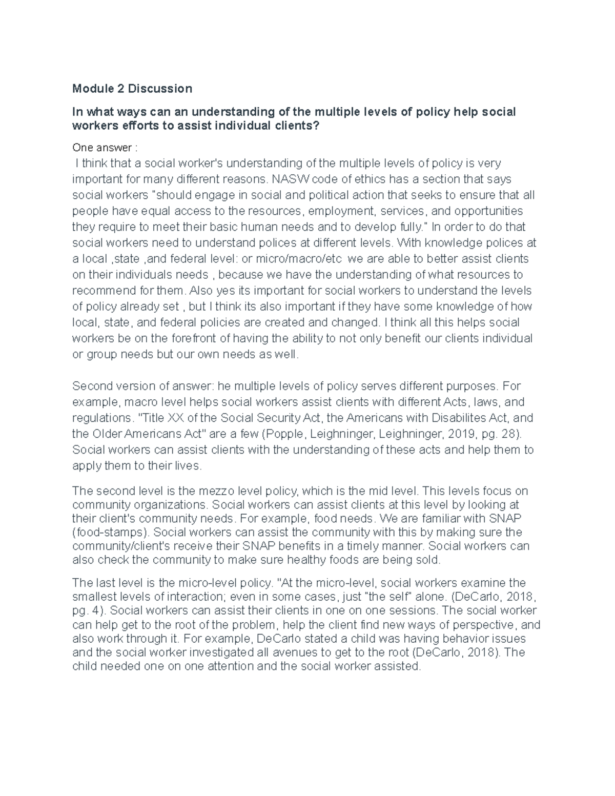 Module 2 Discussion - Module 2 Discussion In what ways can an ...