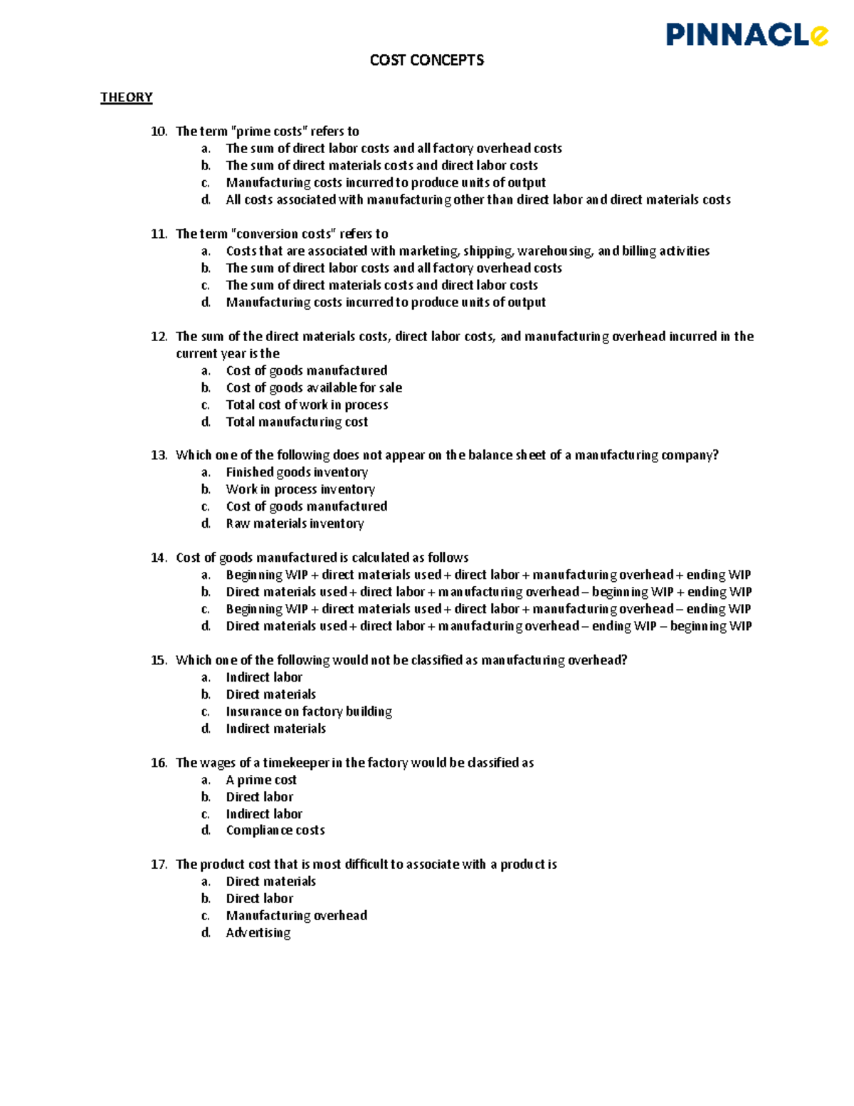 MAS Cost Concepts - Management Advisory Services notes and reviewer in ...