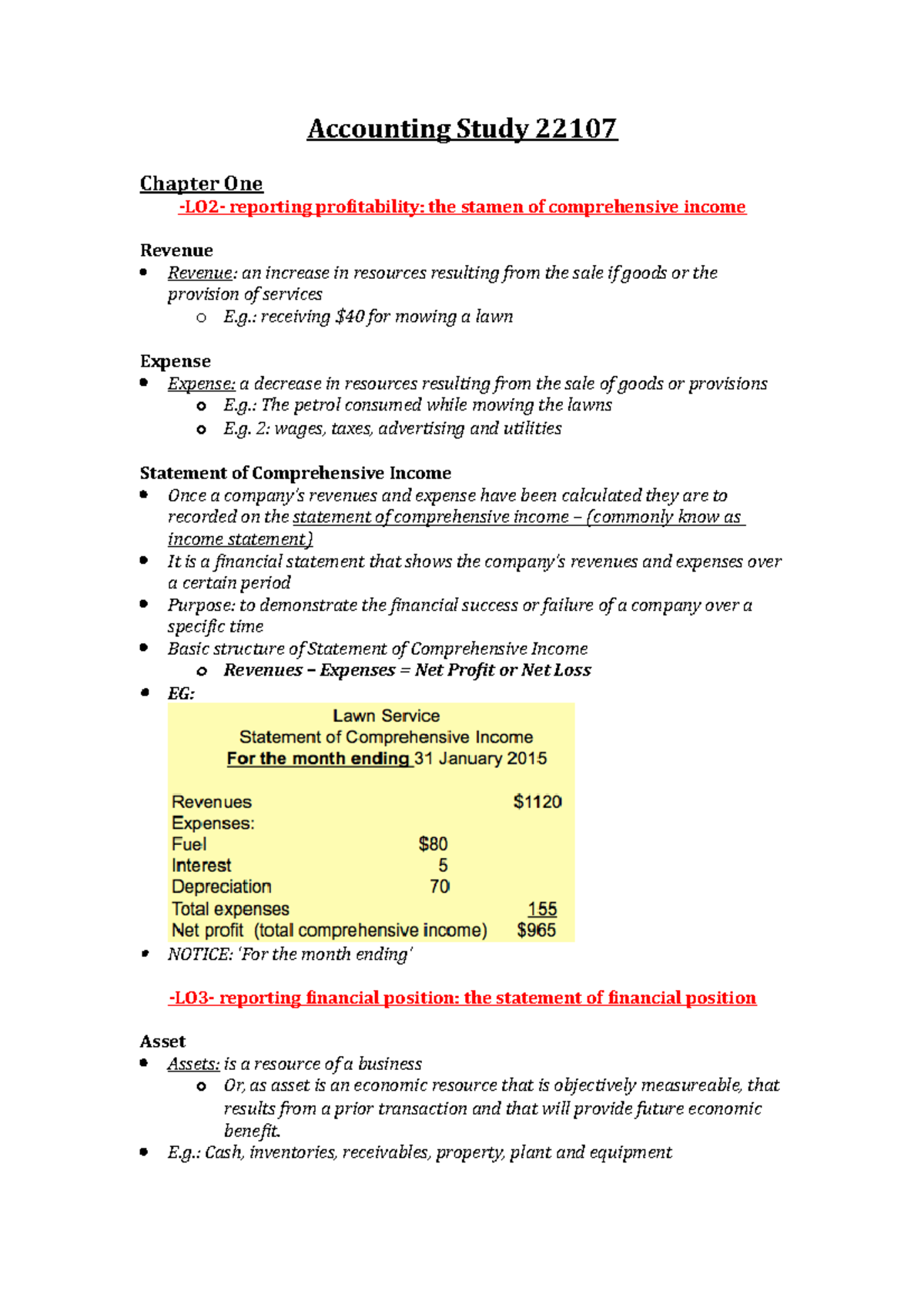 Accounting Study 22107 - Accounting Study 22107 Chapter One reporting ...