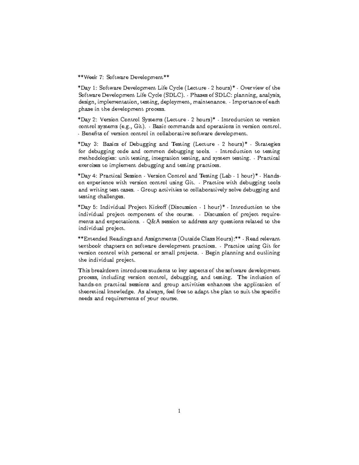 Week 7 Software Development - Week 7: Software Development Day 1: Software Development Life ...