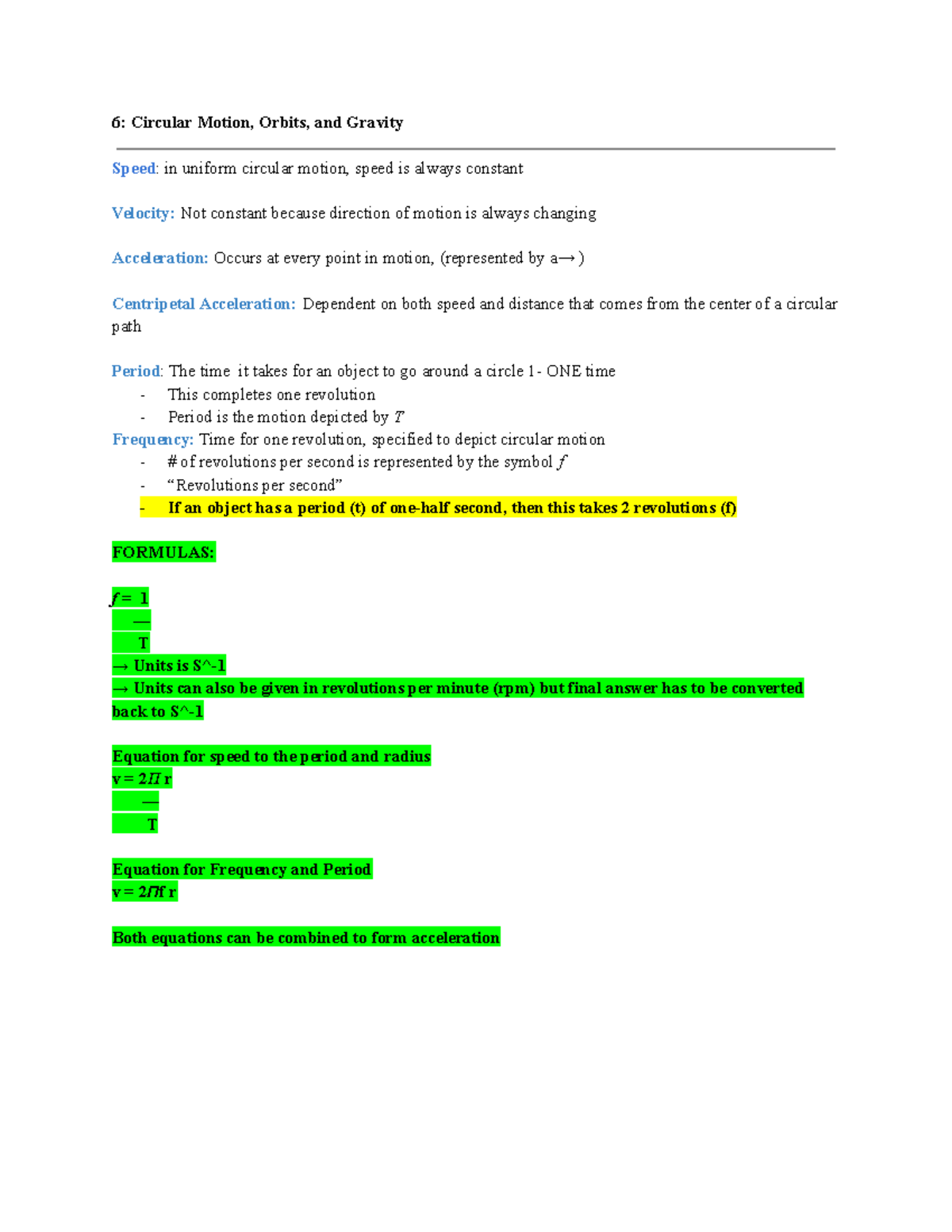 Chapter 6 Circular Motion, Orbits, and Gravity - PHYS 401 - UNH - Studocu