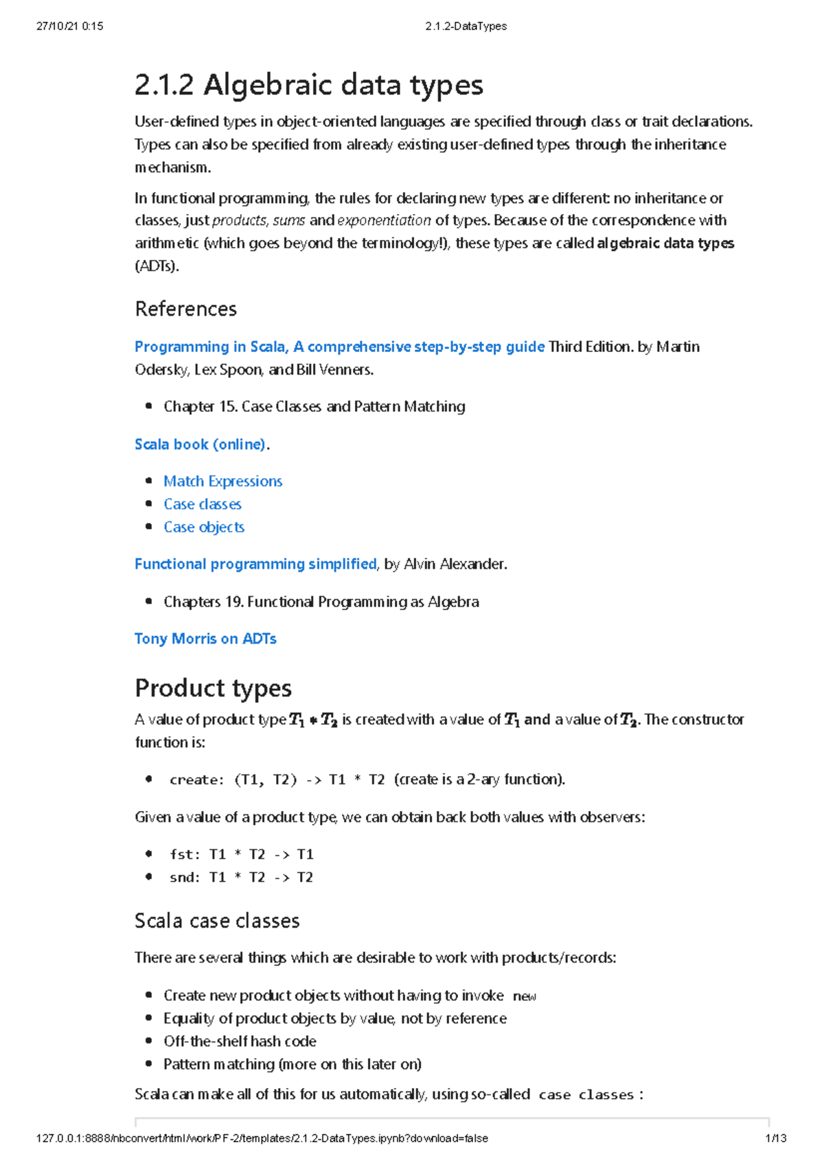 Tipos de datos en Scala - 2.1 Algebraic data types User-defined types ...