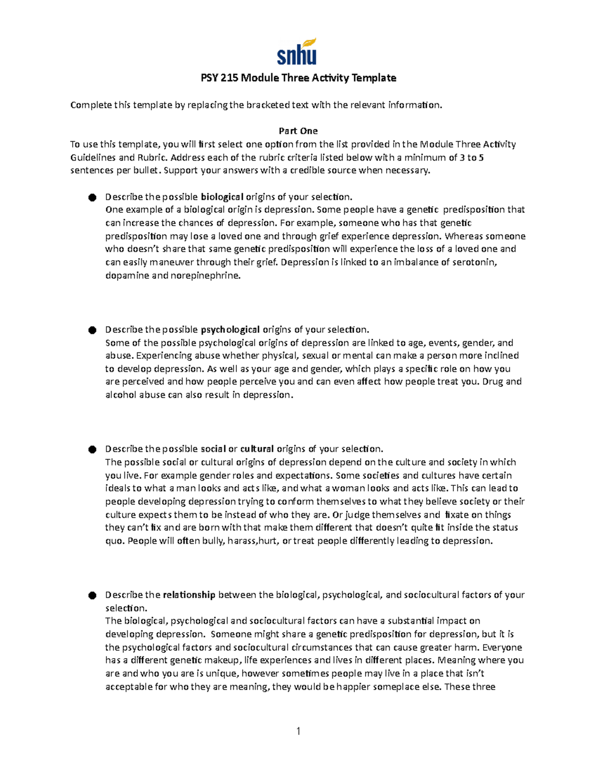 PSY 215 Module Three Activity Template - PSY 215 Module Three Activity ...