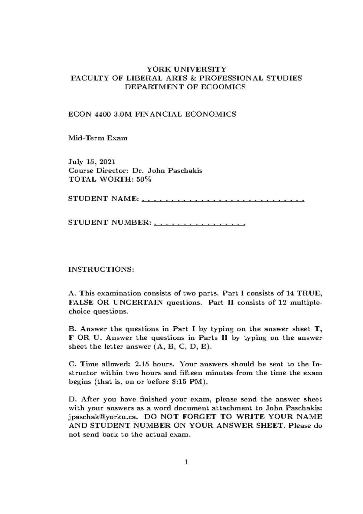 4400 A Midterm Summer 2021 - YORK UNIVERSITY FACULTY OF LIBERAL ARTS ...