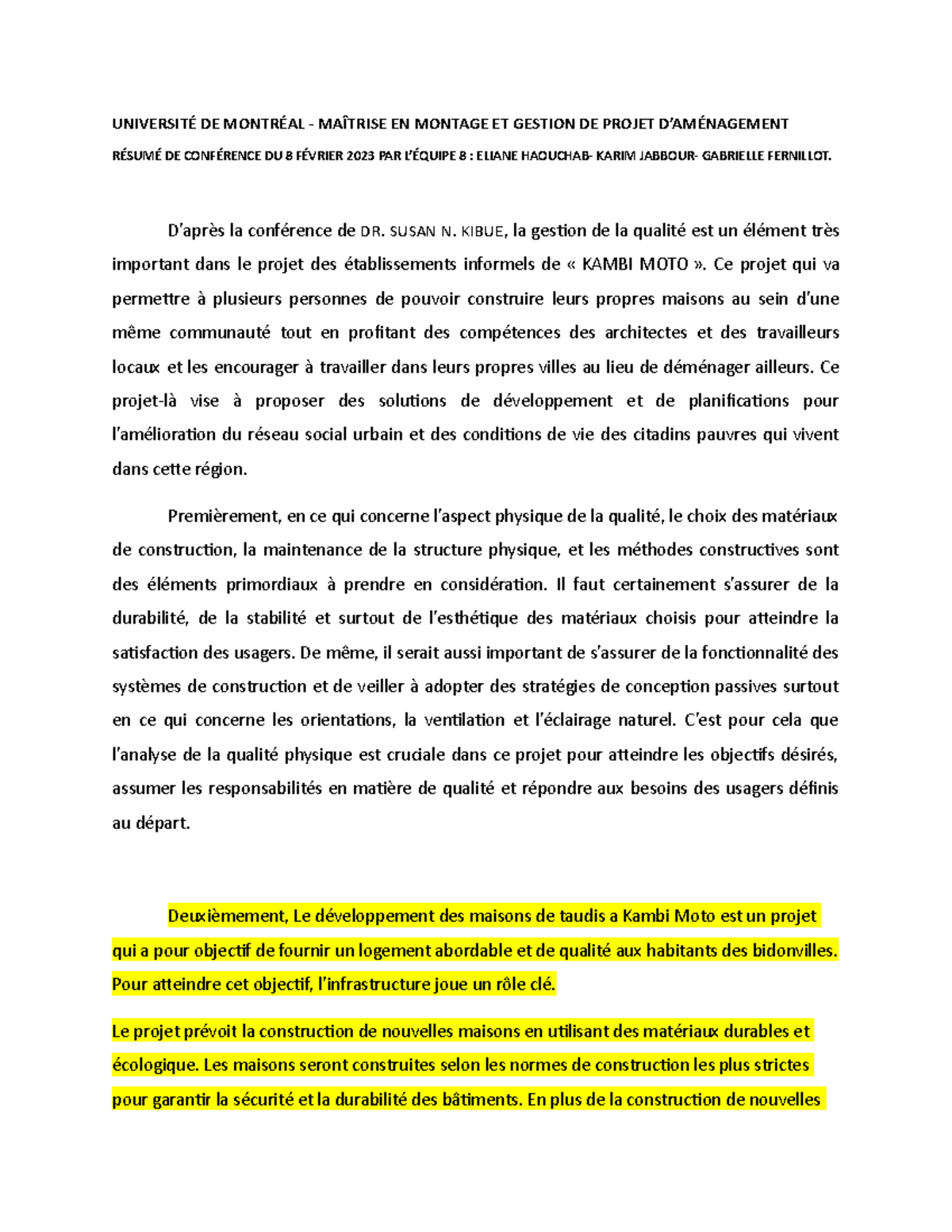 Résumé de la conférence 4 Eliane Haouchab Karim Jabbour Gabrielle ...